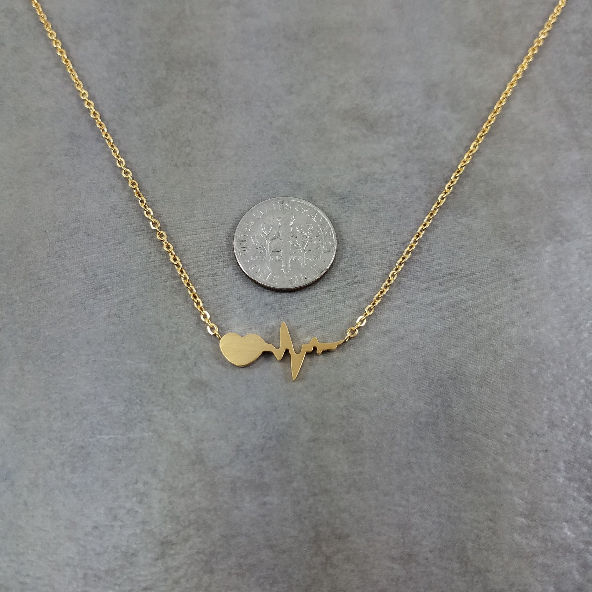 Heartbeat EKG Gold Necklace - Womens Jewelry LP Jewelry – Lil Pepper ...