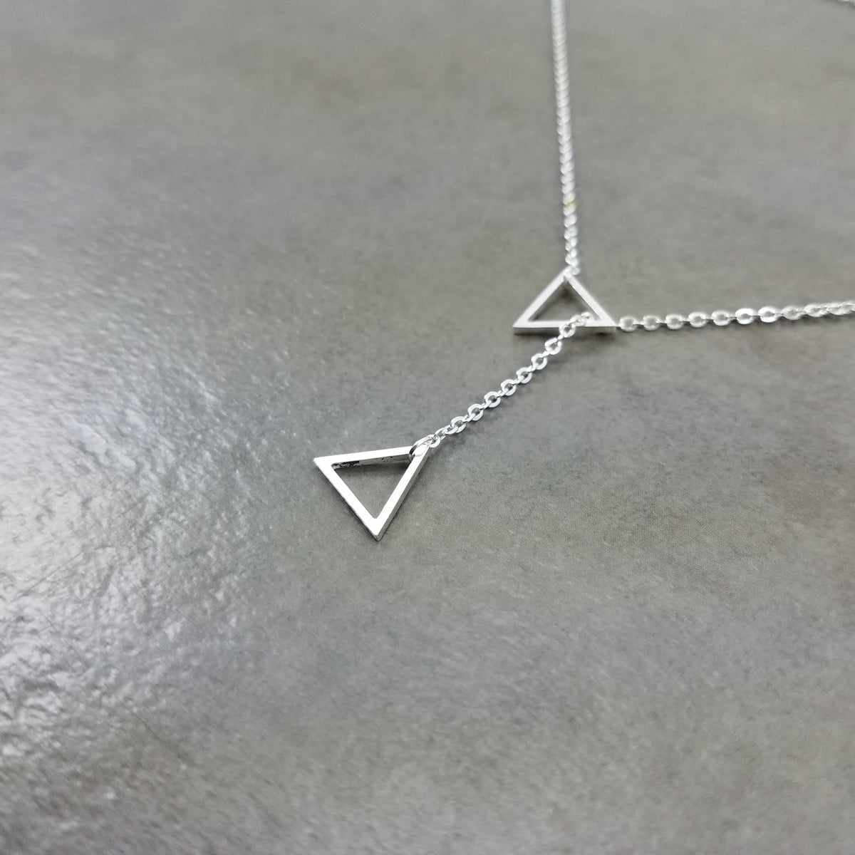 Double Triangle Silver Necklace - Lil Pepper Jewelry